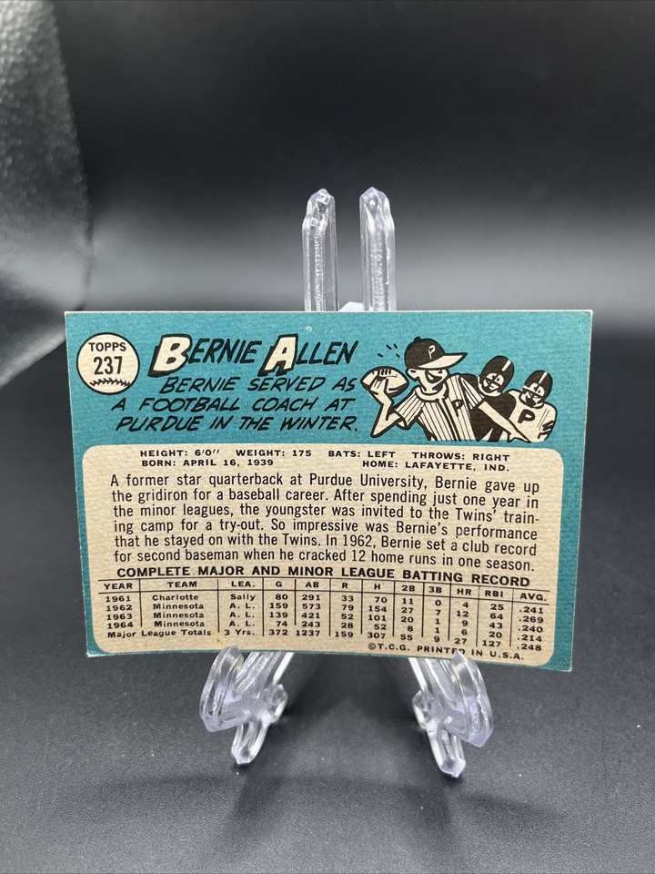 1965 Topps Set-Break #237 Bernie Allen - Minnesota Twins - Lot4206 | eBay