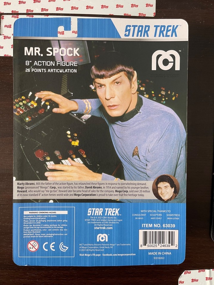 2021 Topps x Mego - Spock Star Trek 8” Action Figure - Print Run 2105 ...