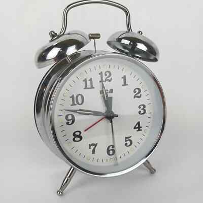 Chrome Alarm Clock Silver Retro Alarm Clock Handmade Battery Operated ...