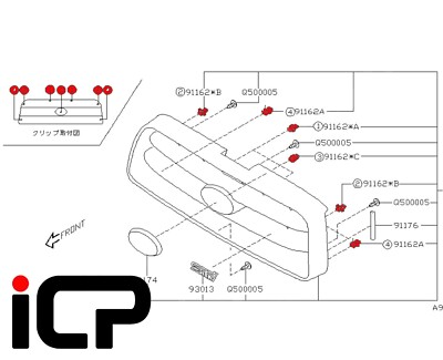 Front Grill Grille Clips Set Fits: Subaru Forester 02-05 XT STi X | eBay