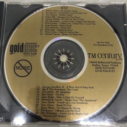 TM Century Gold Disc412 CD Promo Rare Bobby Helms The Platters Earl ...