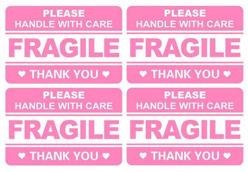 Fragile Sticker,200pcs 2x3 Pink Fragile Sticker for Boxes,Cartons ...
