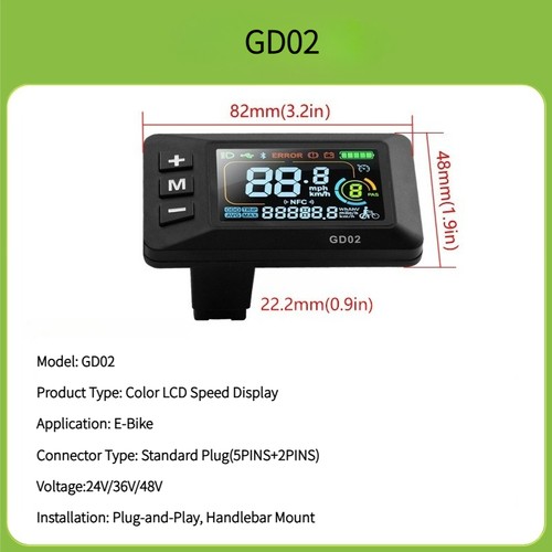 GD02 Color LCD Speed Display for E-Bike Waterproof/SM Plug | eBay