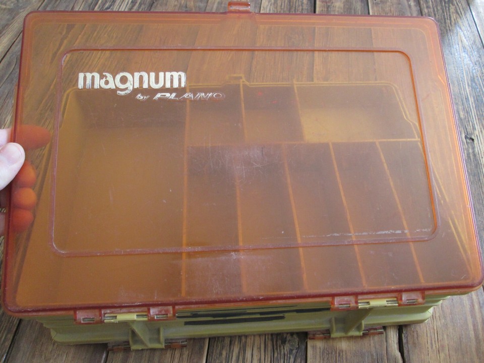 Vintage Plano Magnum Fishing Tackle Box Double Sided Organizer 2-Sided ...