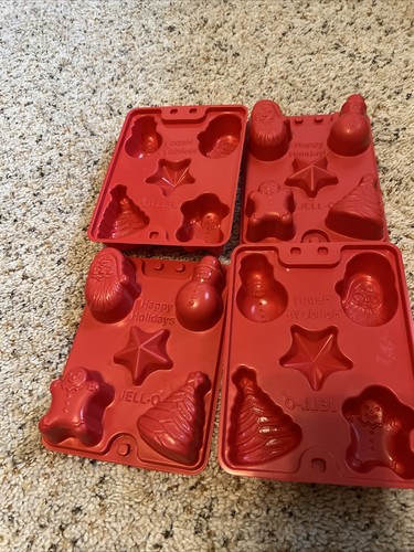 4 Jell-O Jigglers Christmas Holiday Jello Mold Santa Snowman Star Tree ...