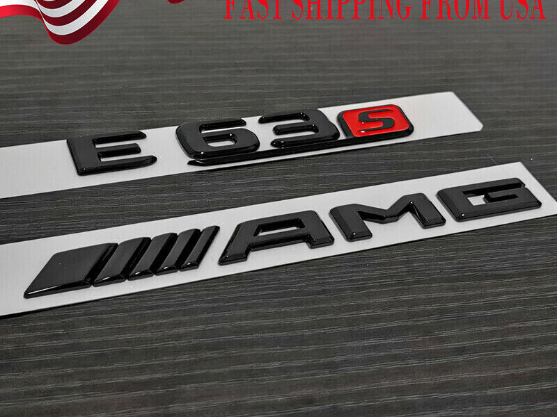 E63S AMG Glossy Black Red Car Rear Trunk Lid Sticker Emblem For ...