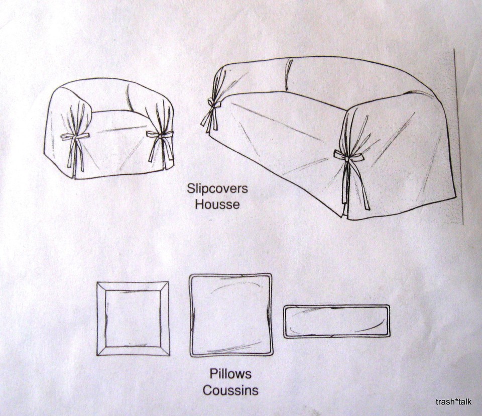 Slipcover sewing pattern club chair sofa pillows slip cover | eBay