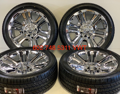 22" OEM FACTORY CHROME CADILLAC CHEVY SILVERADO GMC SIERRA WHEELS RIMS ...