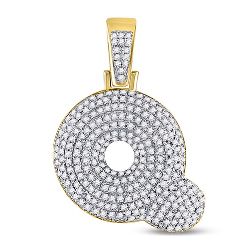 10kt Yellow Gold Mens Round Diamond "Q" Letter Pendant 3/4 Cttw Style ...