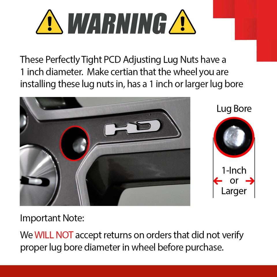 NEW 12mm x 1.25mm Black PCD Adjusting Variation Wobble Hex Lug Nut Kit ...