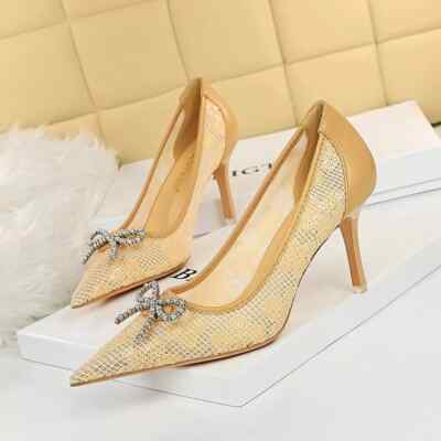 Decolte scarpe donna beige pizzo tacco 6 cm spillo e pelle sintetica ...