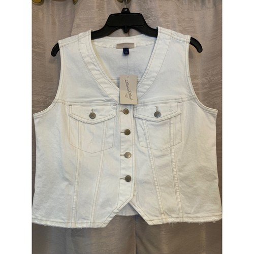 Universal Thread Denim Vest Sleeveless Button Front White Jean Vest ...
