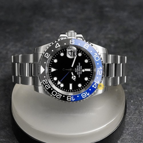 Custom Made 40mm Black & Blue Diver GMT Style Mod Watch w/ NH34 ...