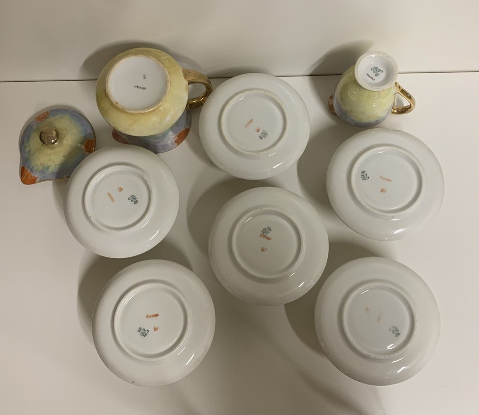 Vintage Porcelain Espresso Coffee Dolls Miniature Tea Set FOREIGN Crown ...