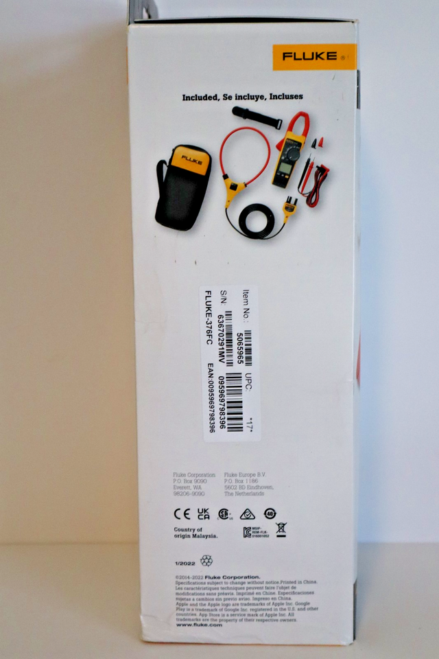 Fluke 376 FC 1000 Amp AC & DC True RMS Clamp Meter with iFlex Probe ...