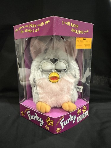 NIB Furby 70-800 Grey Black Leopard Spot Pink Belly & Ears 1998 NEW IN ...