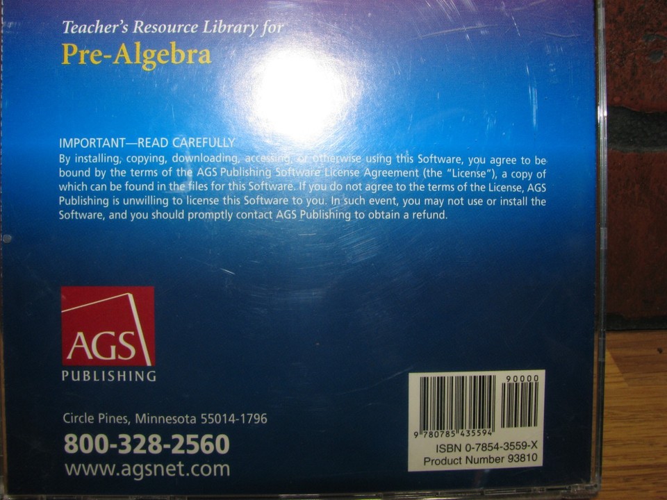 PRE-ALGEBRA: TEACHERS RESOURCE LIBRARY CD-ROM AGS PUBLISHING | eBay