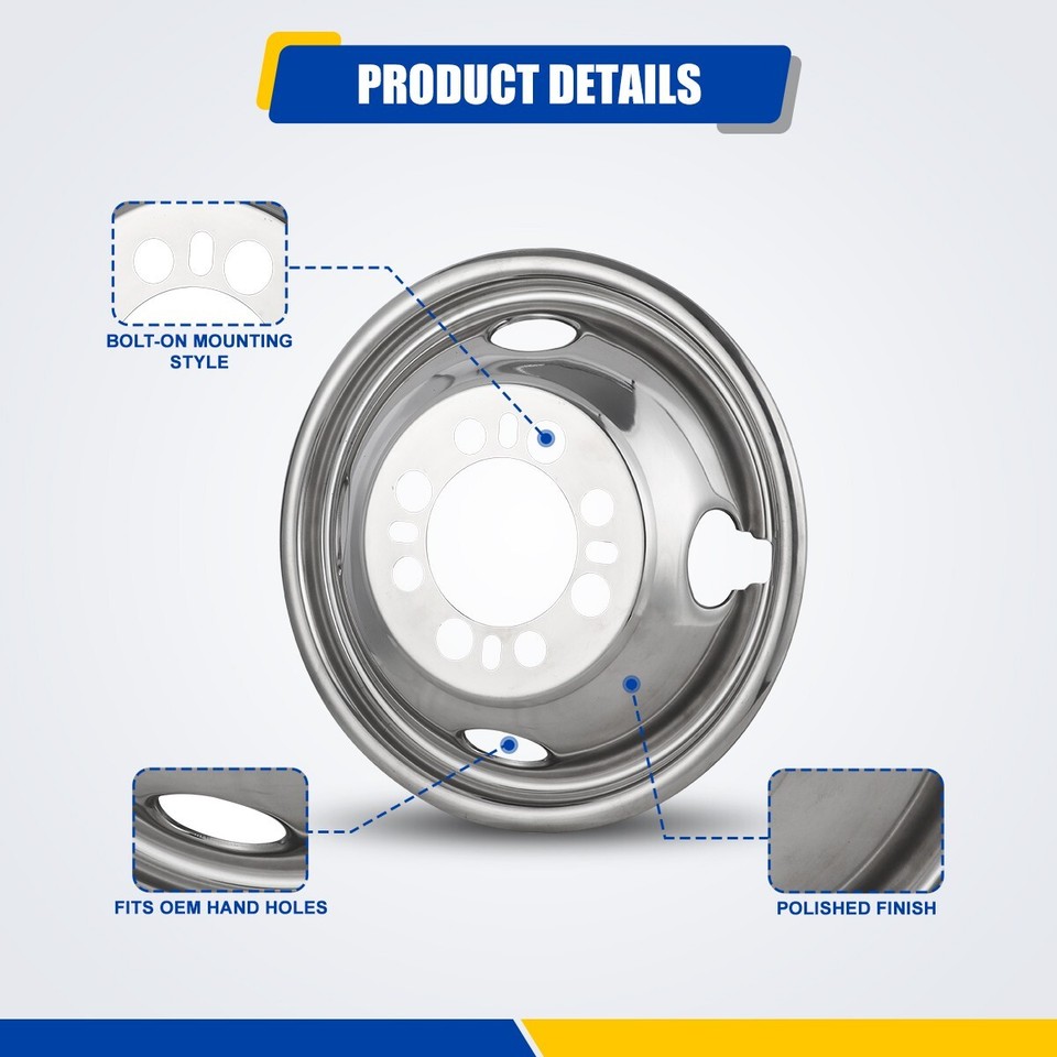 4x 16"Dually Wheel Simulators Dual Skins Liners Cover For Ford E350 ...