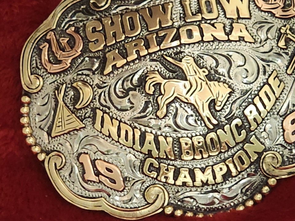 RODEO BRONC RIDING PRO CHAMPION TROPHY BELT BUCKLE☆SHOW LOW ARIZONA ...