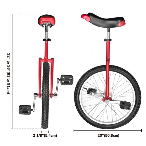 20 Inch Red Unicycle Adjustable Height Leakproof Mountain Tire Cycling ...