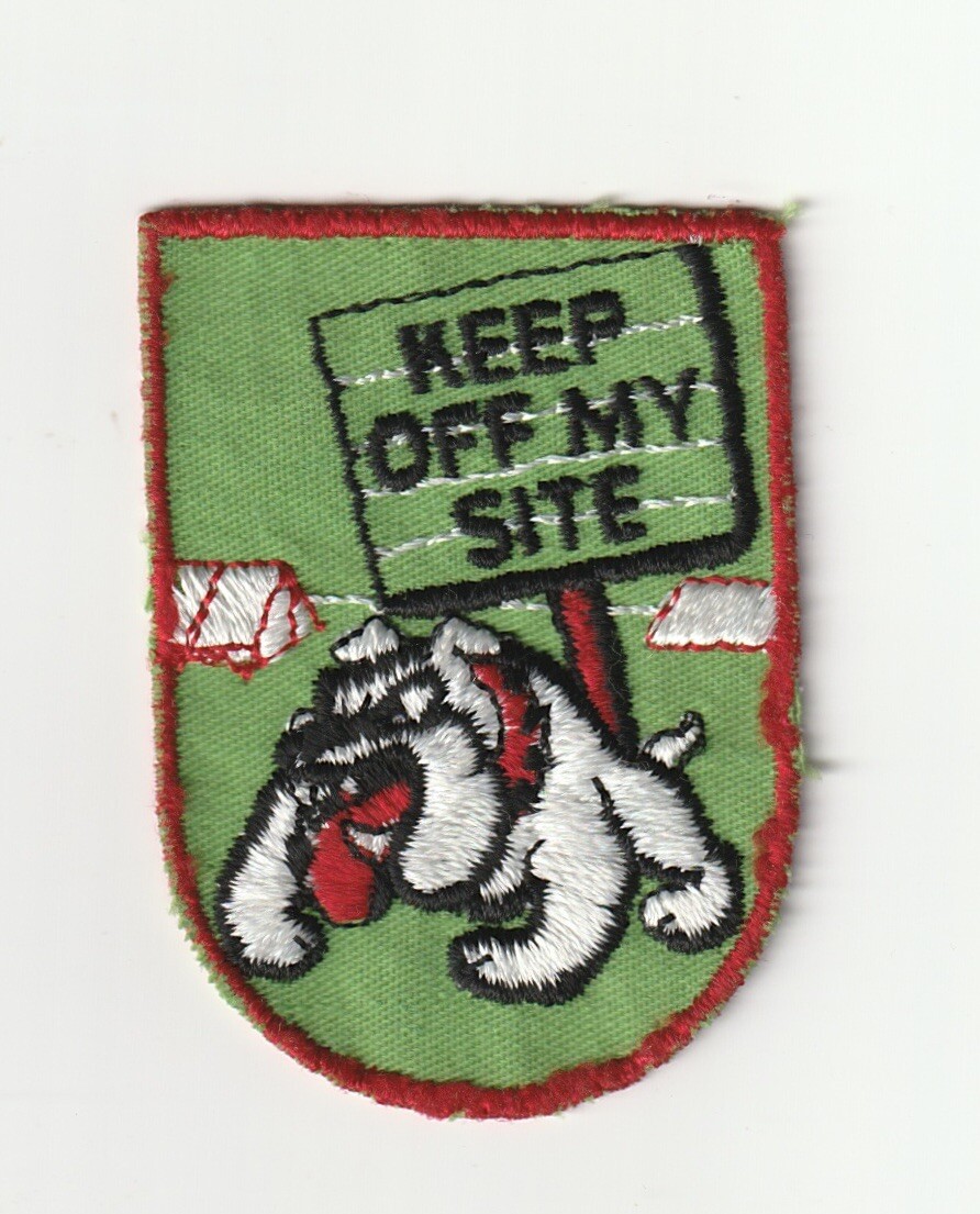 Vintage Sew on Patch: Camping - Keep off my Site - Bulldog | eBay