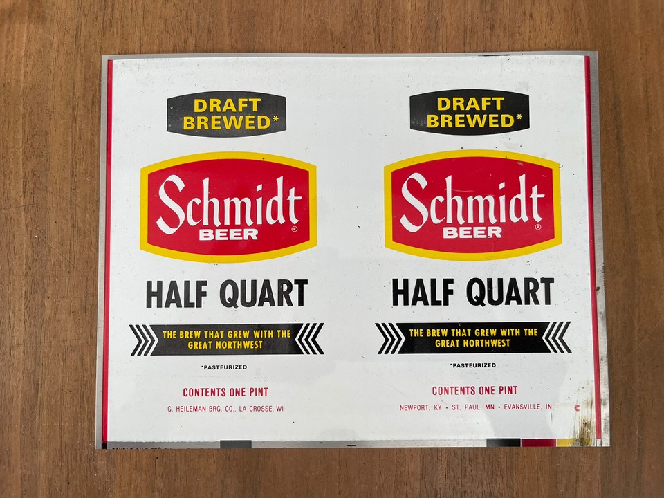 SCHMIDT BEER HALF QUART Original BEER CAN FLAT SHEET G. HEILEMAN | eBay