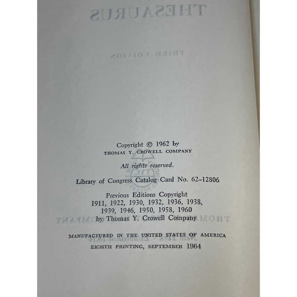 Rogets International Thesaurus Third Edition Hardcover Book 1962 | eBay UK