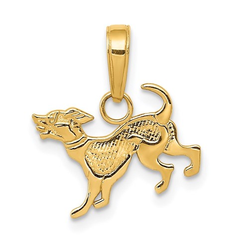 14k Yellow Gold Small Playing Dog Pendant | eBay