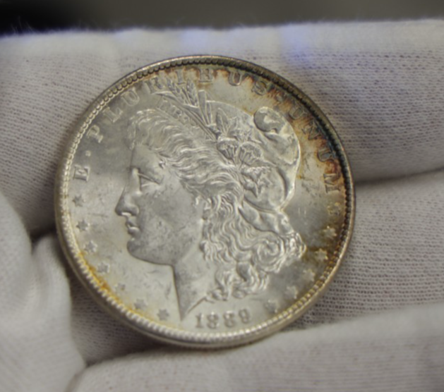 1889 US Morgan Silver Dollar $1 Unc Edge Toning | eBay