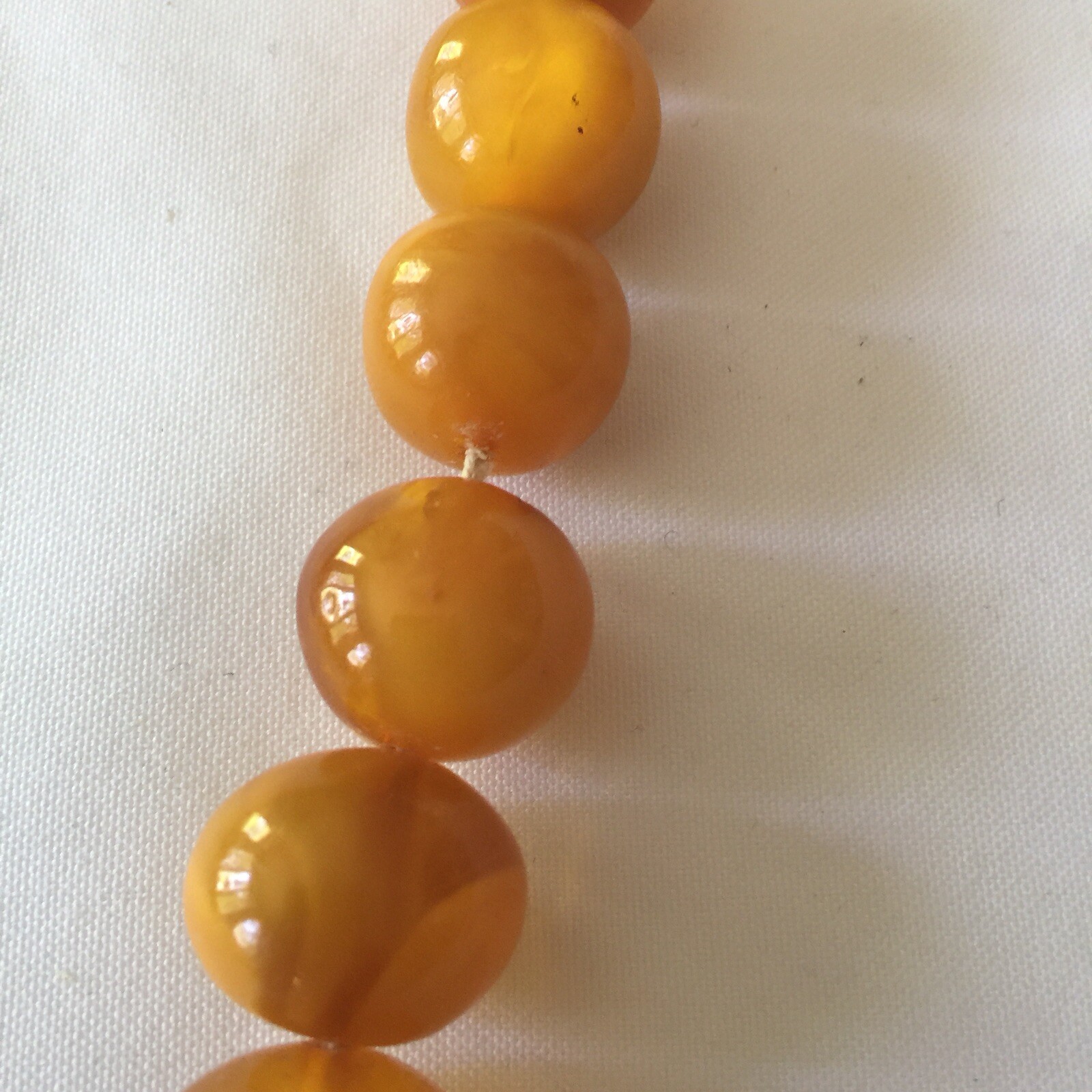 Antique Baltic Amber EGG YOLK Graduated Large Bead N… - Gem
