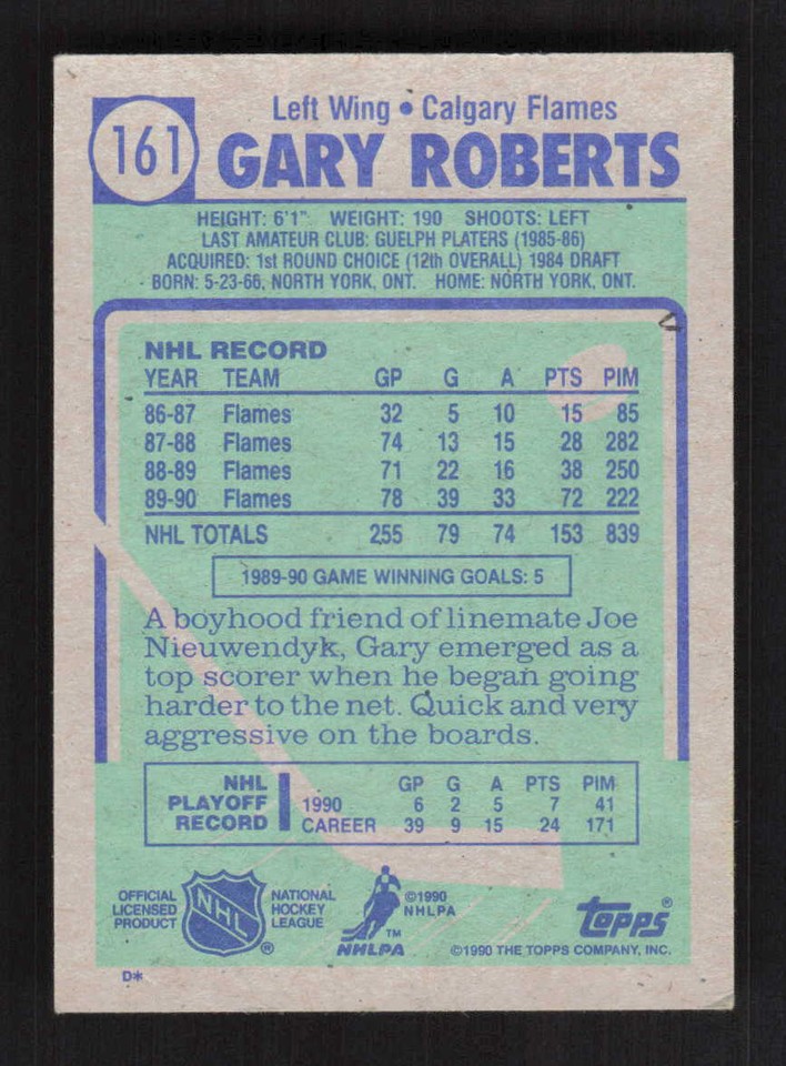 Gary Roberts 1990 Topps Calgary Flames #161 | eBay