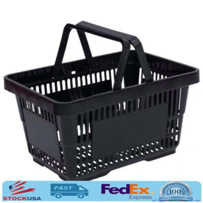 12x Black Plastic Shopping Basket for Market Grocery Retail Store with ...
