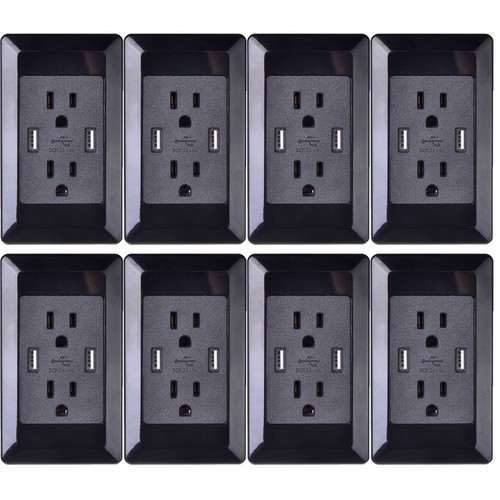 8 Packs Wall Charger Outlet With2 Port USB AC Power Adapter Socket Dock ...