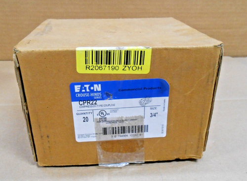 BOX OF 20 NEW CROUSE HINDS CPR22 3/4" COMPRESSION COUPLING THREADLESS ...
