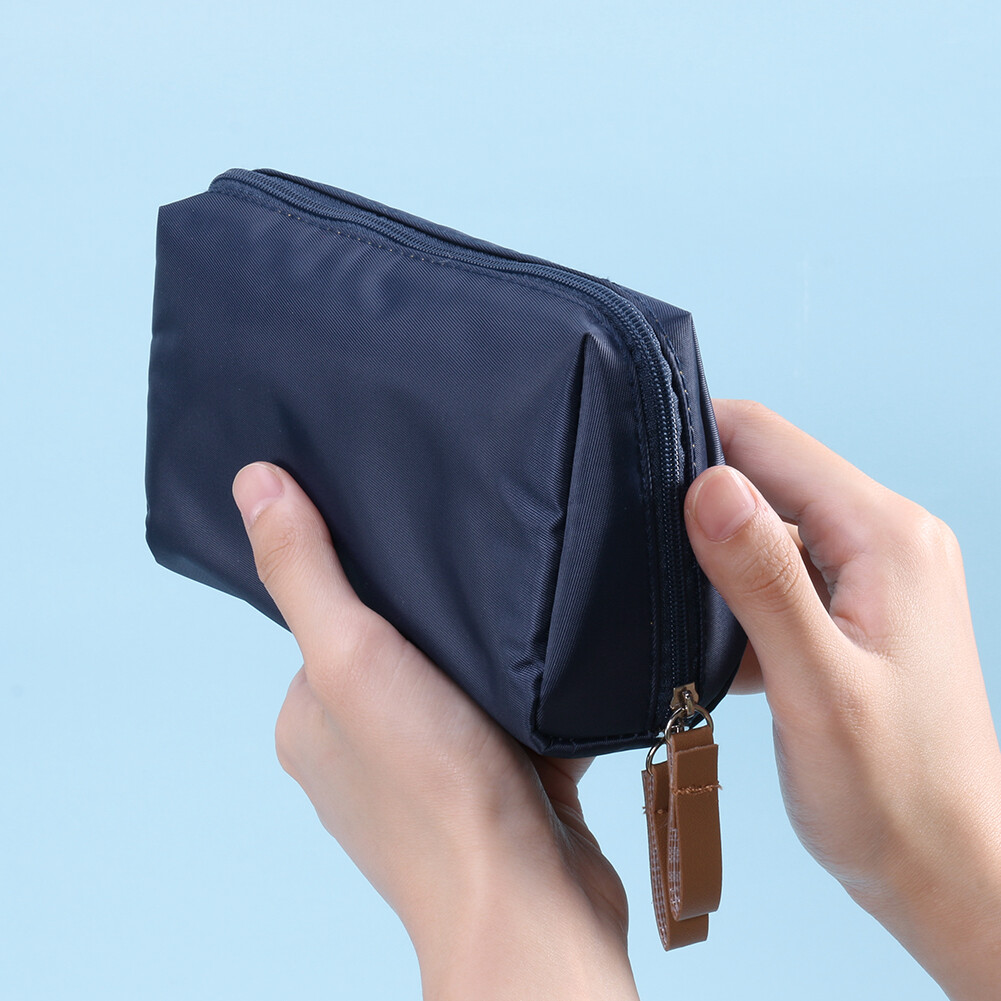 Cosmetic Bag Solid Color Simple Makeup Bag Big Opening Washbag (Dark ...