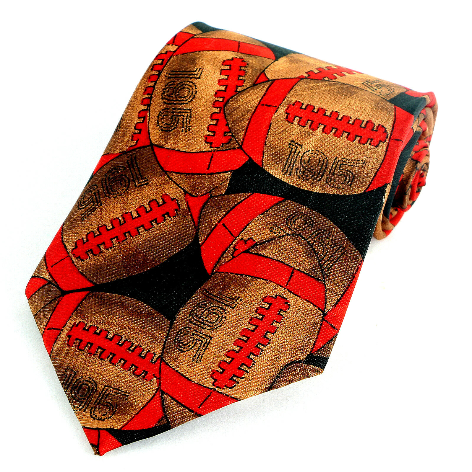 Footballs 195 Men's Neck Tie Sports Coach Gift Football Fashion Black ...