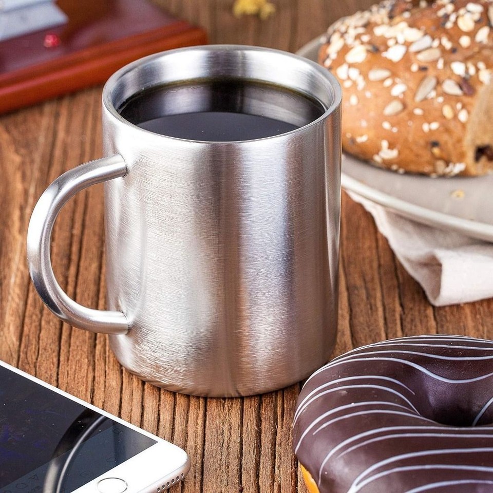 Tea Cup Double Wall Stainless Steel Coffee Mug Shatterproof Travel ...