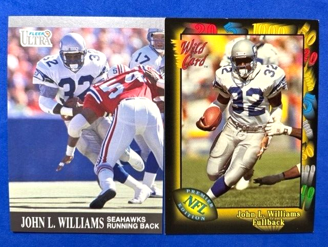 NFL - John L Williams 1991 Fleer Ultra & 1991 Wild Card Football ...