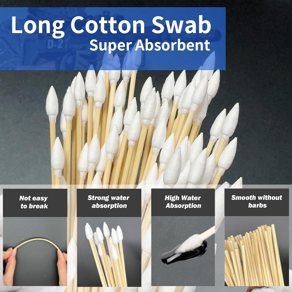 600 PCS 6" Gun Cleaning Supplies Lint-Free Gun Cleaning Swabs Long ...
