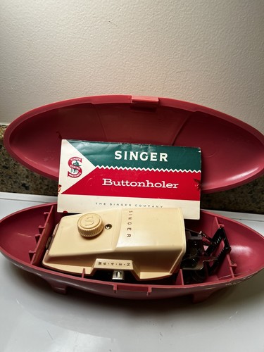 Vintage Singer Sewing Machine ButtonHole Kit Attachment Accessory Pink ...
