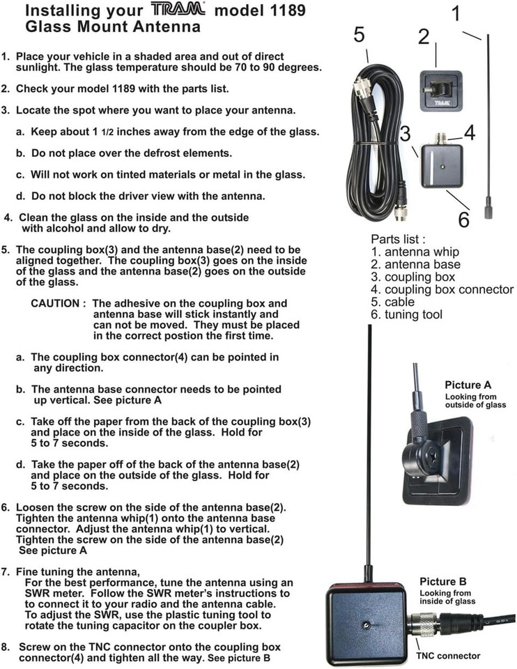 Tram 1189 VHF 150-158 MHz Glass Mount Mobile Radio Antenna Kit With Cable PL259 | eBay