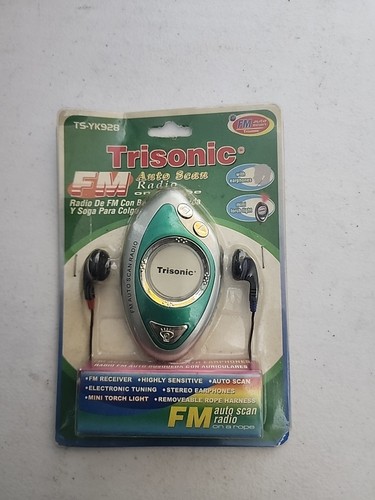 Trisonic Mini Personal FM Radio With Earphones Auto-Scan Light NEW VTG ...