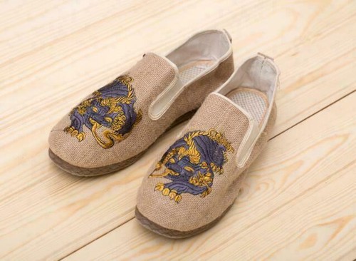 Mens Vintage Chinese Style Embroidered Linien Slip On Loafers Casual ...