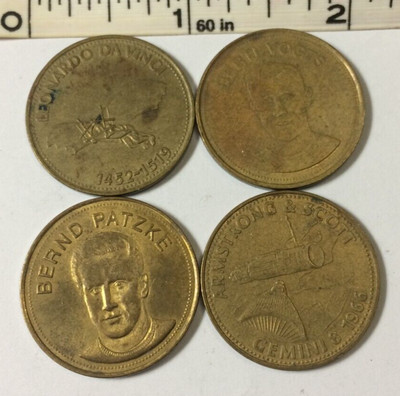 #5036 - LOT OF (4) SHELL TOKENS * PATZKE * VOGTS * DA VINCI * ARMSTRONG ...