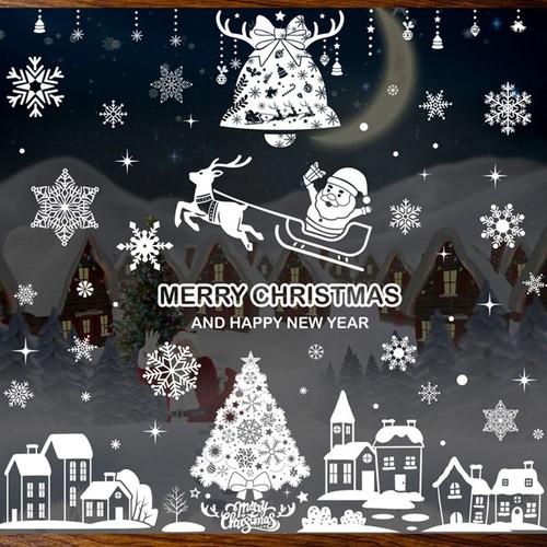 White Window Decals Vinyl Merry Christmas Clings Gifts Wall Art | eBay ...
