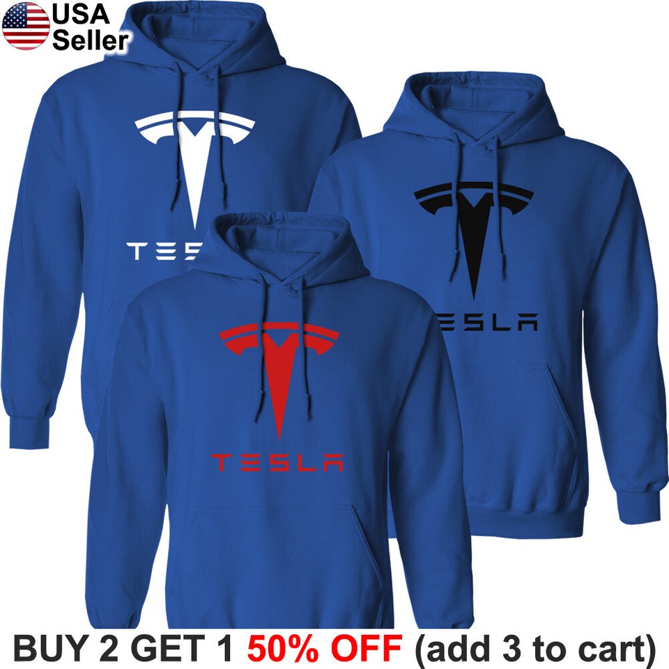 Tesla Hooded Sweat Shirt Logo Model S 3 X Y Motor Elon Musk Hoodie ...