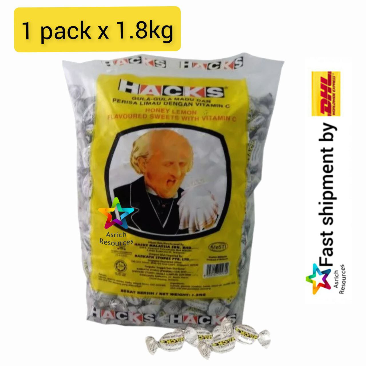 1.8KG HACKS Candy Sweets Cough Relief HONEY LEMON + FREE Gift + Fast ...