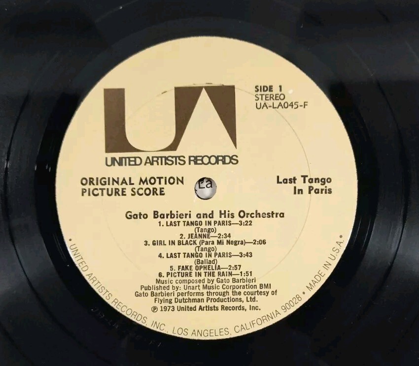 LAST TANGO IN PARIS OST Gato Barbieri UA LP Record Ex/Ex Condition ...