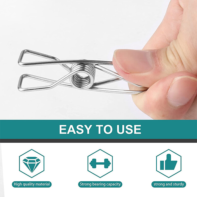 20/80/200 Stainless Steel Washing Line Clothes Pegs Hang Pins Metal ...