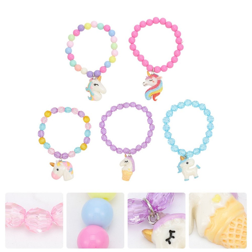 5 Pcs Kids Wrist Decor Party Jewelry for Girls Colorful Beaded ...